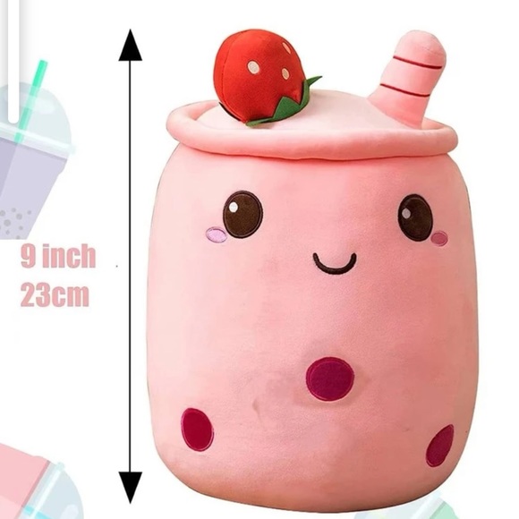Accents | Kawaii Pink Strawberry Boba Tea Plush Plushie Dog Pillow ...